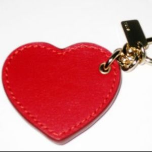 Coach | Accessories | Nwt Coach Leather Red Heart Charm Stud Keychain ...